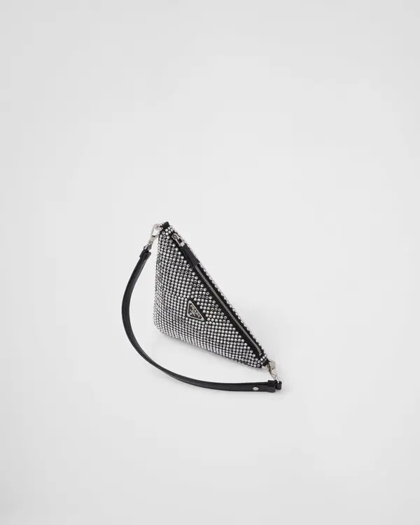 Prada Triangle Satin Mini-bag With Crystals