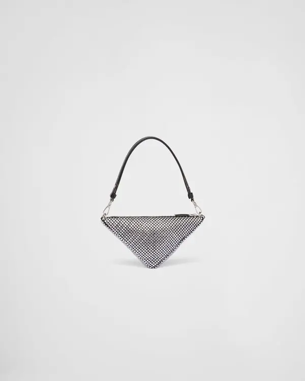 Prada Triangle Satin Mini-bag With Crystals