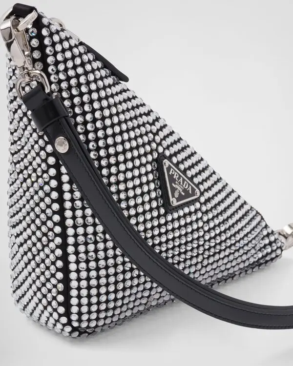 Prada Triangle Satin Mini-bag With Crystals