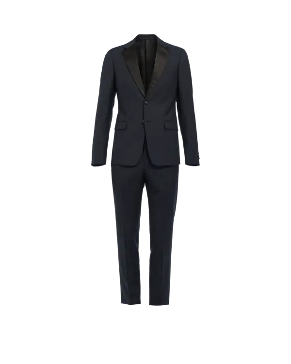 Prada Singled-breasted Two-button Wool Mohair Tuxedo - Blue/black