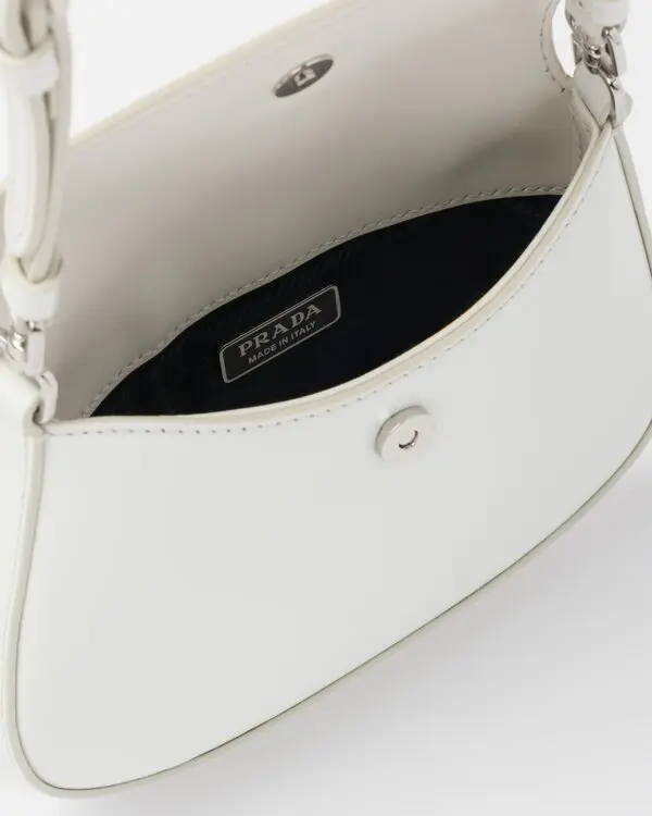 Prada Cleo Brushed Leather Mini Bag - White | Editorialist