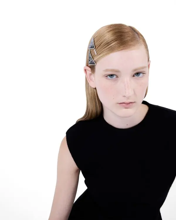 Prada Metal Hair Clips - Black