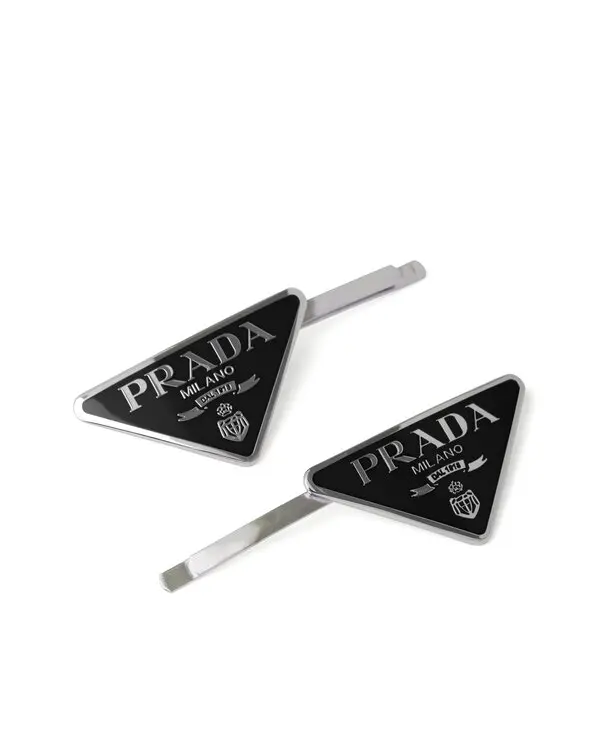 Prada Metal Hair Clips - Black