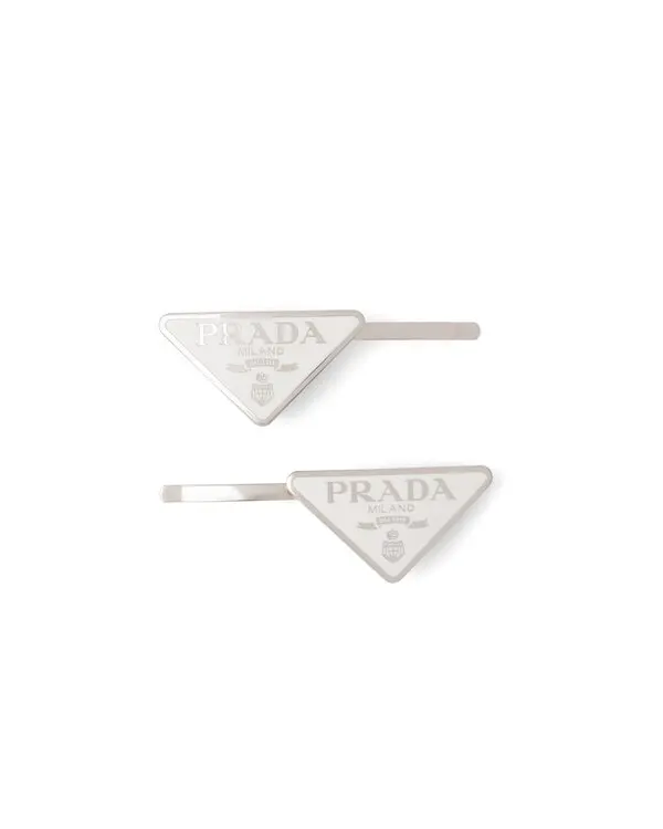 Prada Metal Hair Clips - White