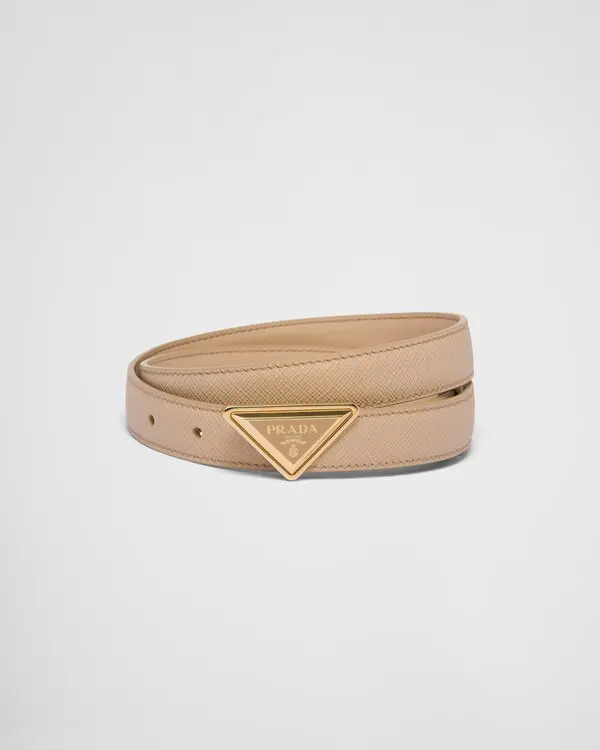 Prada Saffiano Leather Belt - Sand Beige