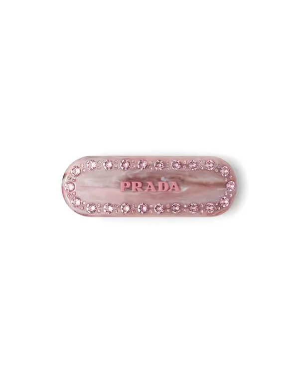 Prada Hair Clip With Crystals - Pink