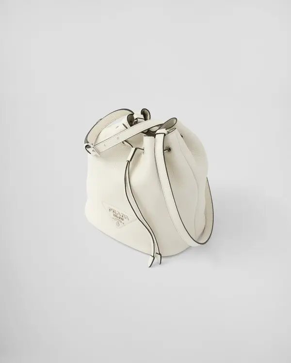 Prada Leather Bucket Bag - White | Editorialist