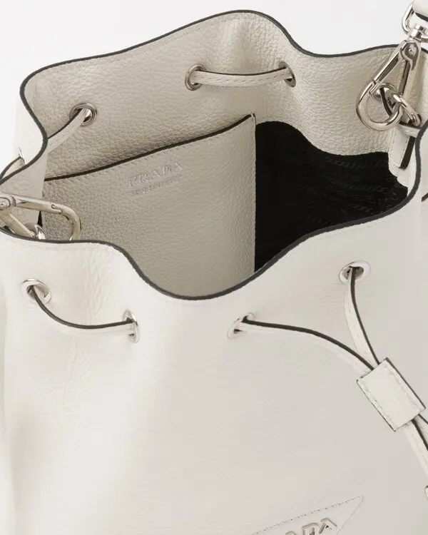 PRADA バケットバッグ ホワイト ホワイト プラダ デュエット ナプラックパテントレザー バケット