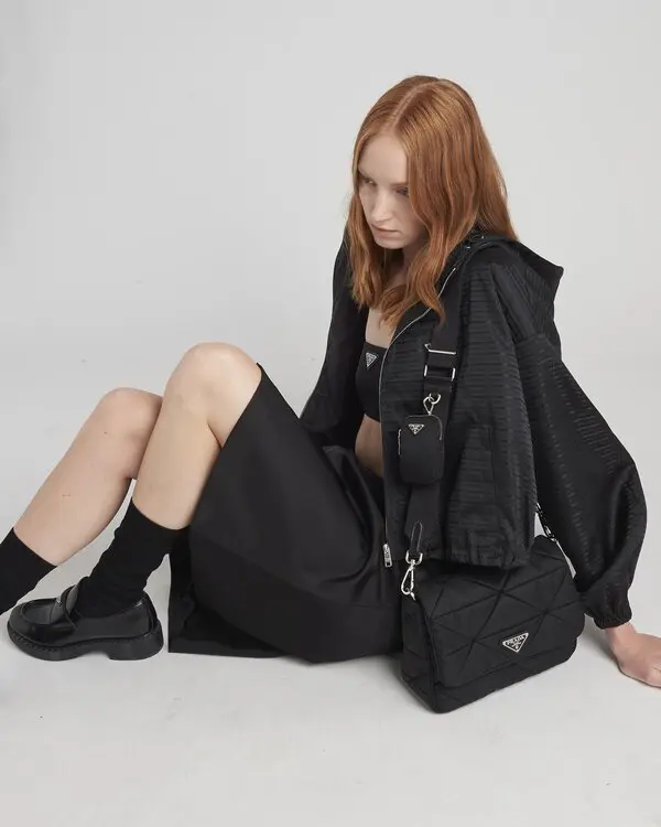 Prada Padded Re-nylon Shoulder Bag - Black