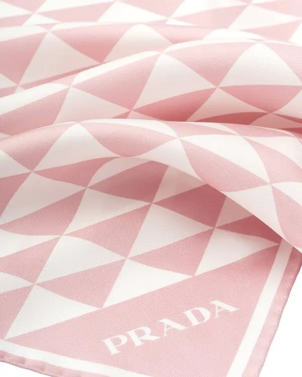 Prada Printed Silk Twill Scarf 90x90 - Pink