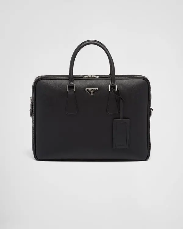 Prada Saffiano Leather Briefcase - Black