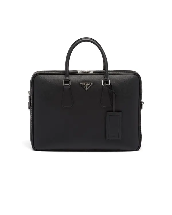 Prada Saffiano Leather Briefcase - Black