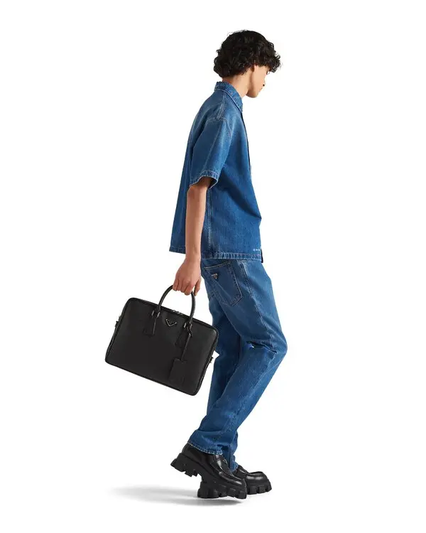 Prada Saffiano Leather Briefcase - Black