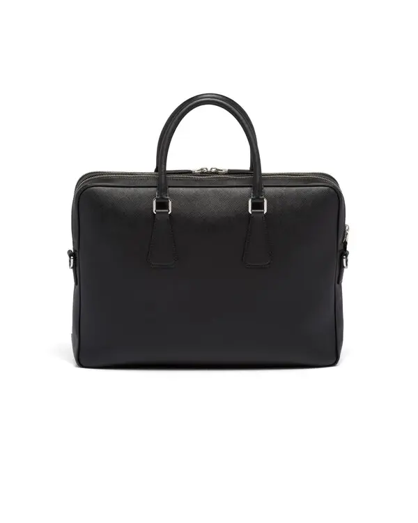Prada Saffiano Leather Briefcase - Black