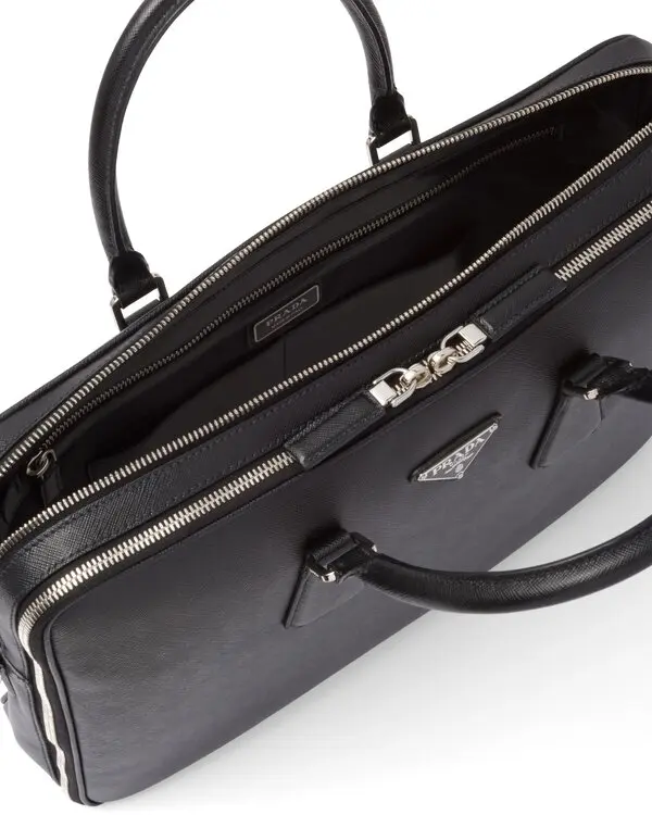 Prada Saffiano Leather Briefcase - Black