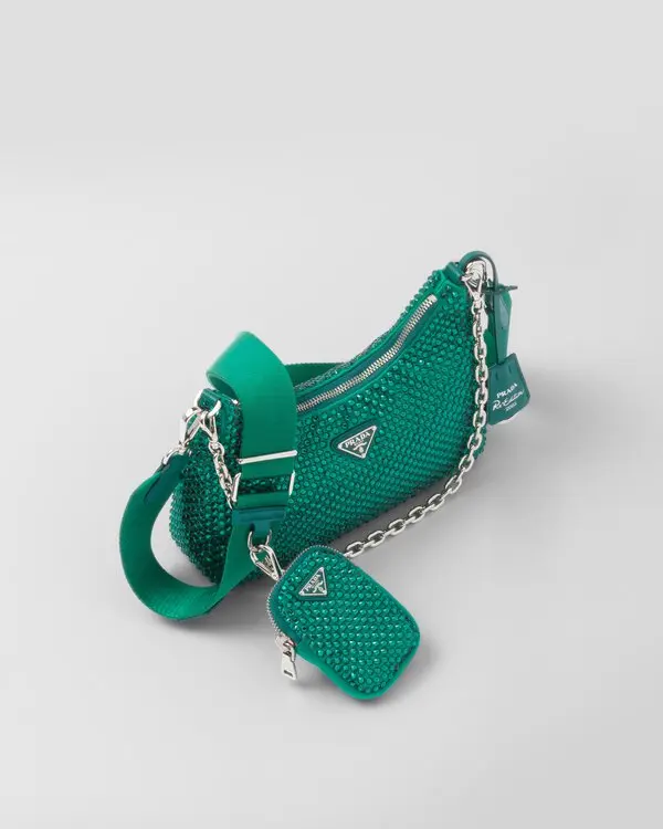 Prada Re-edition 2005 Satin Bag With Crystals