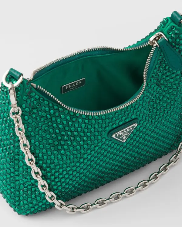 Prada Re-edition 2005 Satin Bag With Crystals