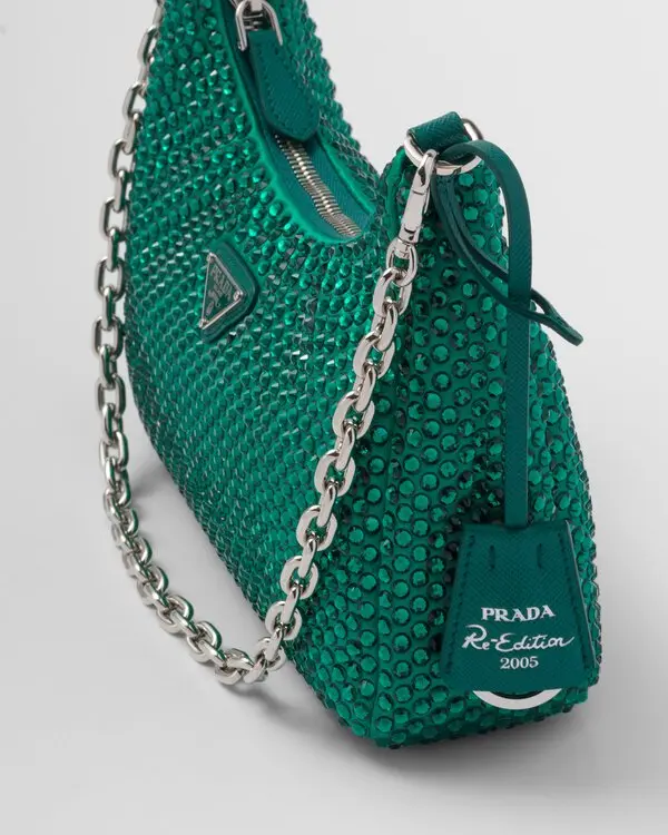 Prada Re-edition 2005 Satin Bag With Crystals