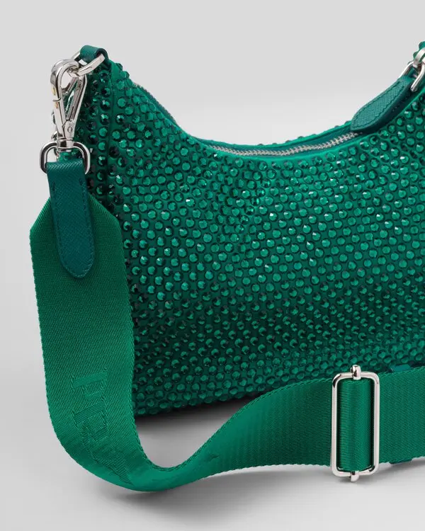 Prada Re-edition 2005 Satin Bag With Crystals