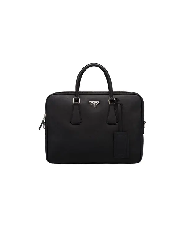 Prada Saffiano Leather Briefcase - Black