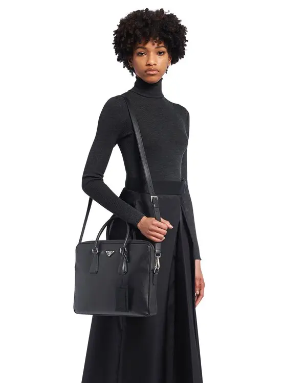 Prada Saffiano Leather Briefcase - Black