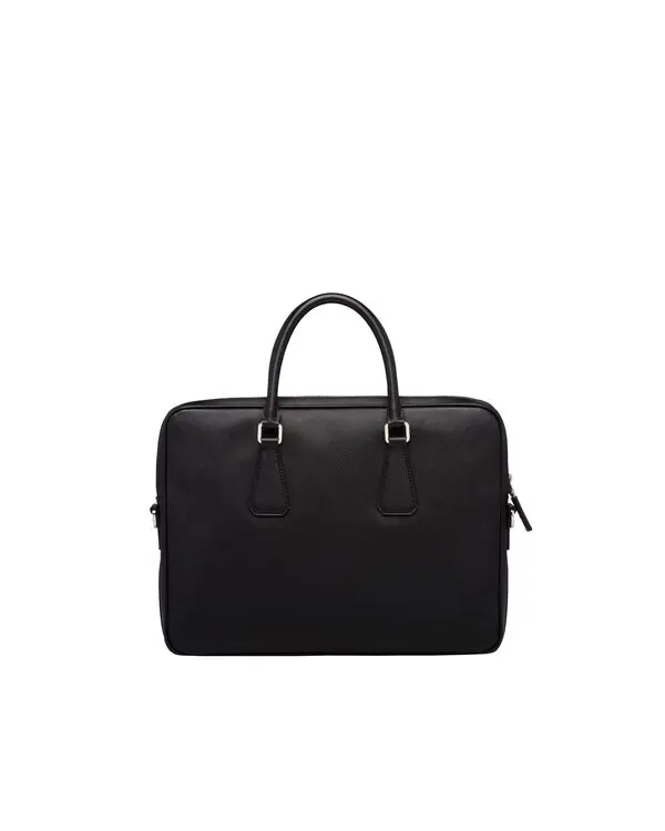 Prada Saffiano Leather Briefcase - Black | Editorialist