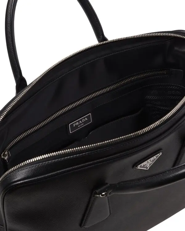 Prada Saffiano Leather Briefcase - Black