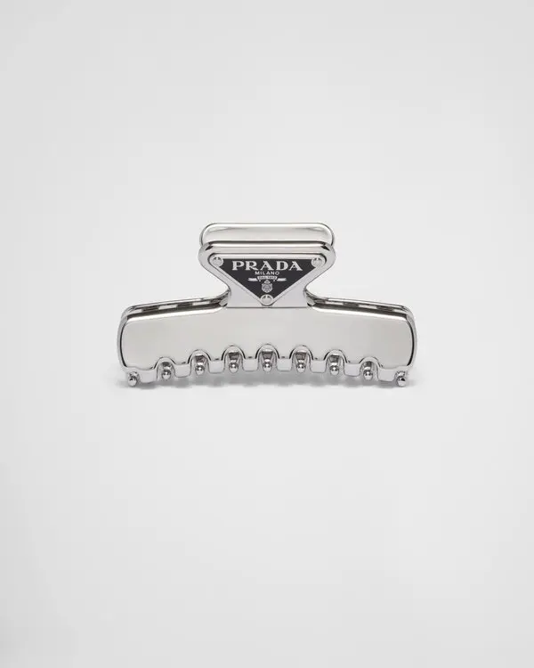 Prada Metal Hair Claw Clip - Steel Gray