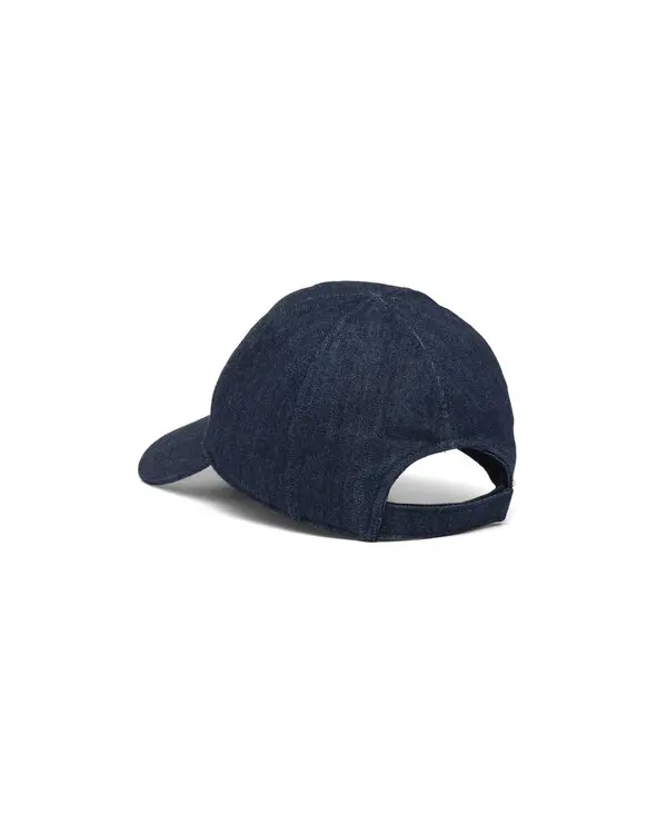 Prada Triangle Logo Denim Baseball Cap - Blue | Editorialist display picture 2