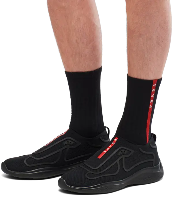 Prada Re-nylon Knit Crew Socks - Black