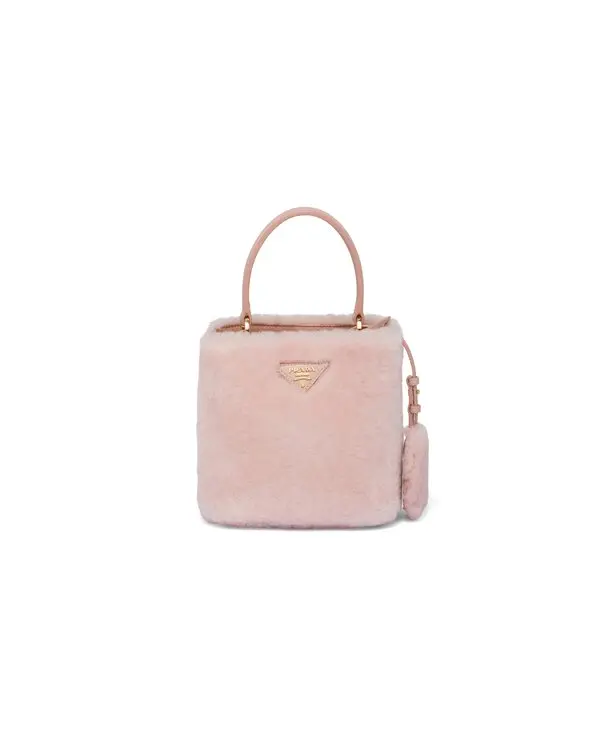 Prada Panier Mini Shearling Bag - Pink