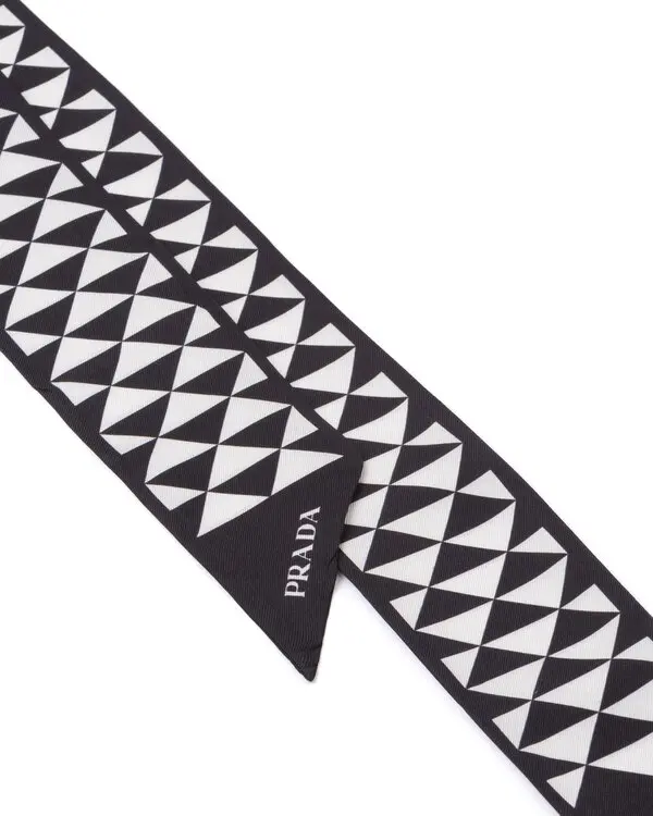 Prada Printed Silk Neck Tie - Black