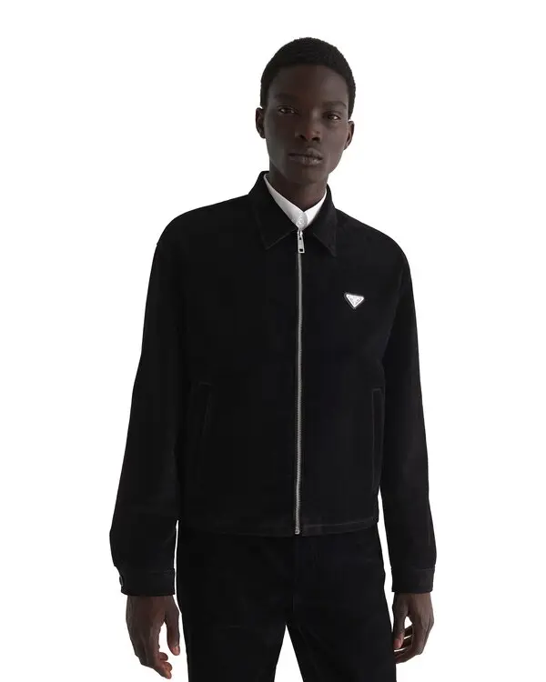 Prada Cotton Velvet Blouson Jacket - Black | Editorialist