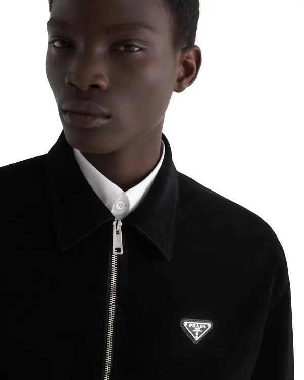Prada Cotton Velvet Blouson Jacket - Black | Editorialist