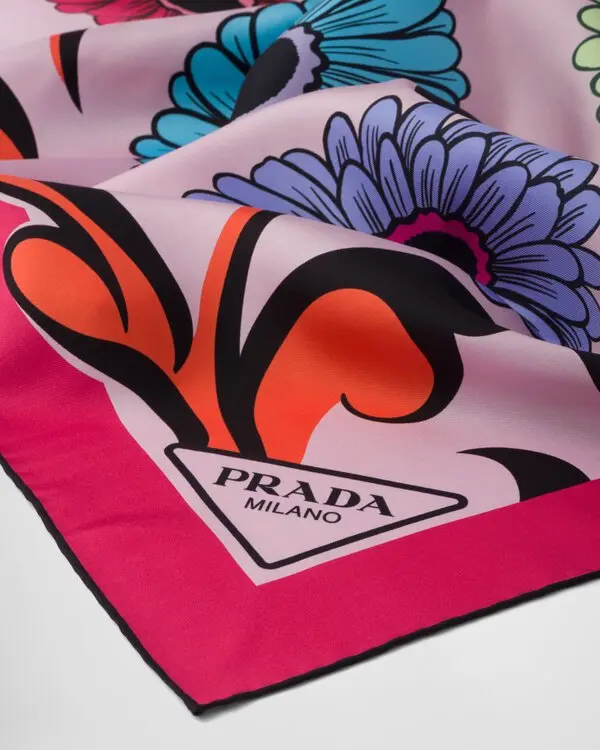 Prada Printed Silk Twill Scarf 90x90