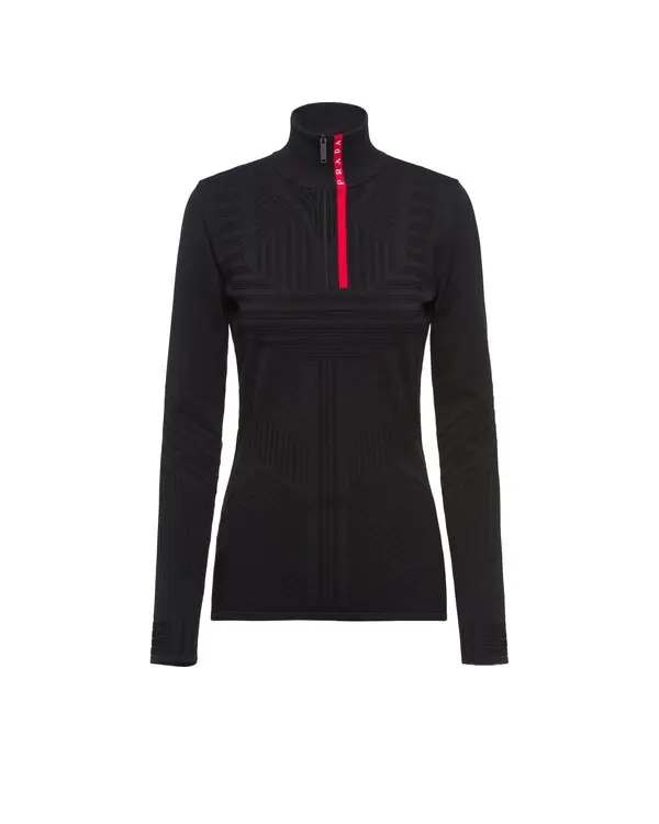 Prada Tech Rec Re-nylon Piqué Top - Black