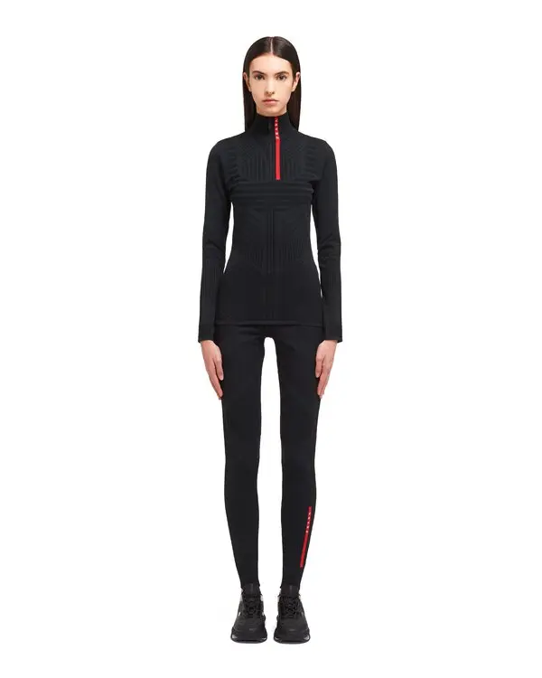 Prada Tech Rec Re-nylon Piqué Top - Black