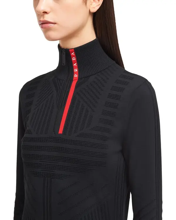 Prada Tech Rec Re-nylon Piqué Top - Black