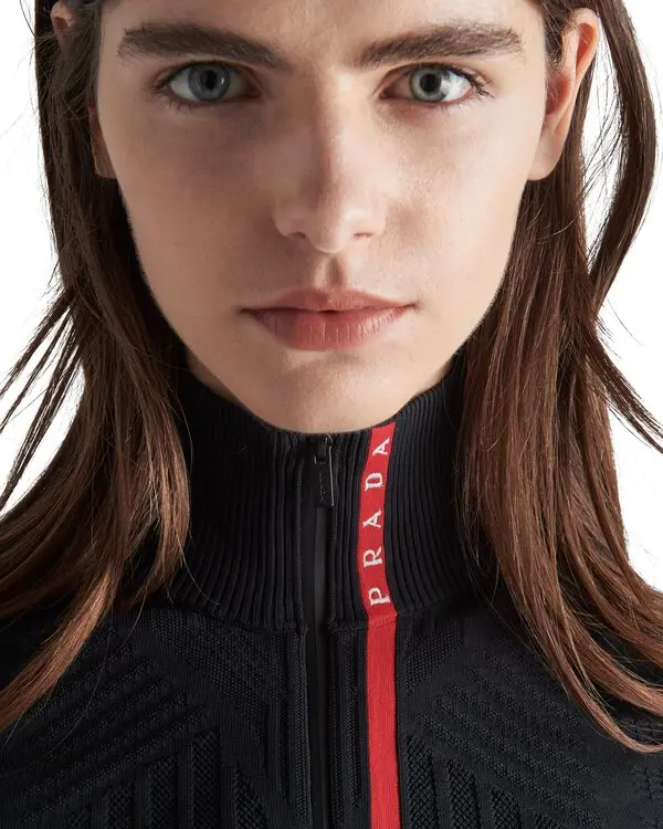 Prada Tech Rec Re-nylon Piqué Top - Black