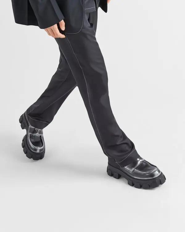 Prada Monolith Nuanced Brushed Leather Loafers - Black  display picture 2