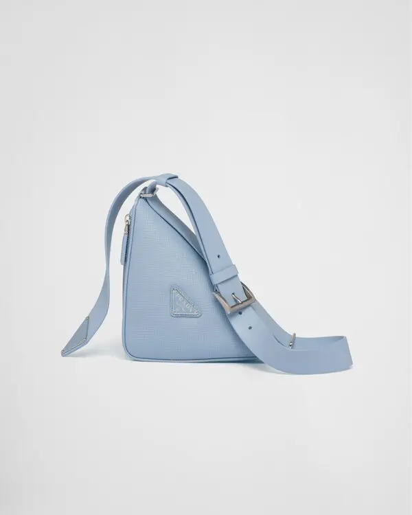 Prada Bright Blue Saffiano Leather Belt Bag with Gold Logo Prada Saffiano Metal Triangle Logo Mini Pouch with Handle  main image 3
