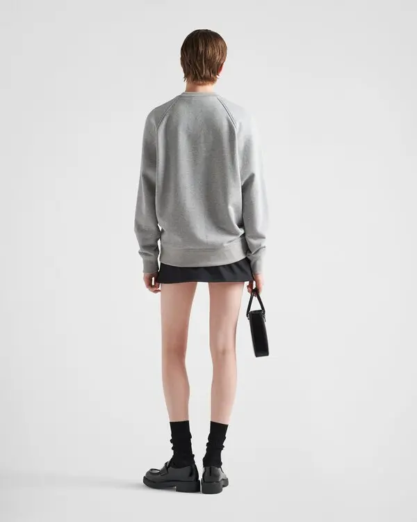 PRADA グレー シルク96%長袖カットソー XS Prada Long-Sleeved Cotton Sweatshirt - Grey | Editorialist