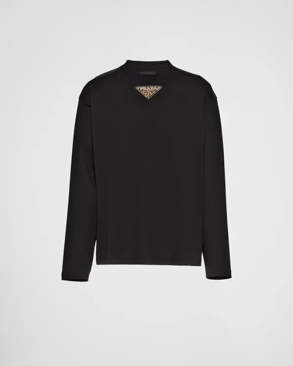 Prada Long-Sleeved Jersey And Re-Nylon T-Shirt - Black | Editorialist