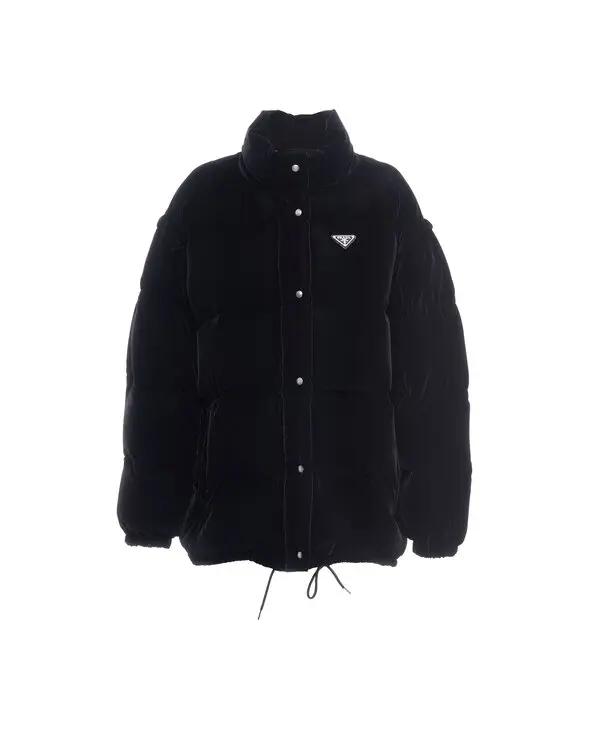 Prada Convertible Velvet Down Jacket - Black