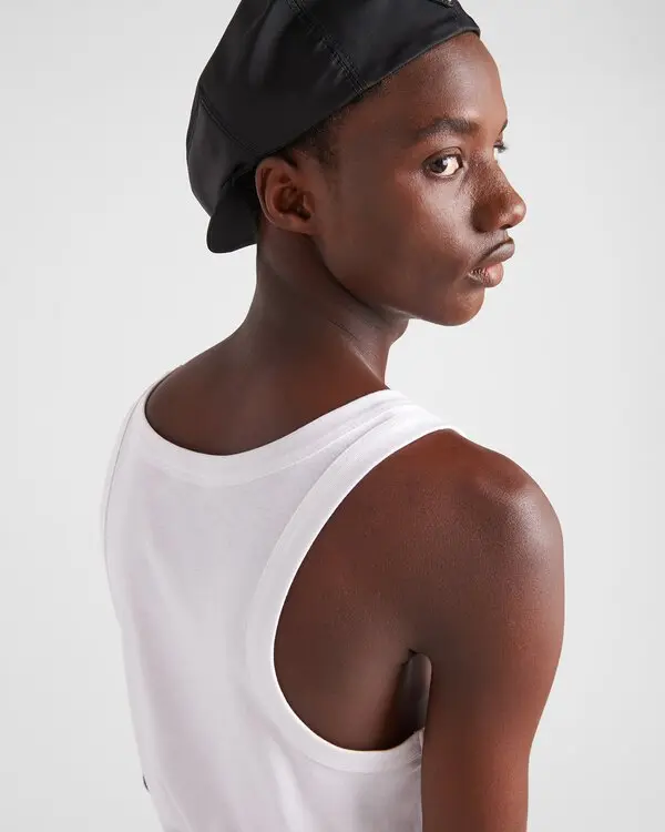 Prada Cotton Tank Top In White | Editorialist