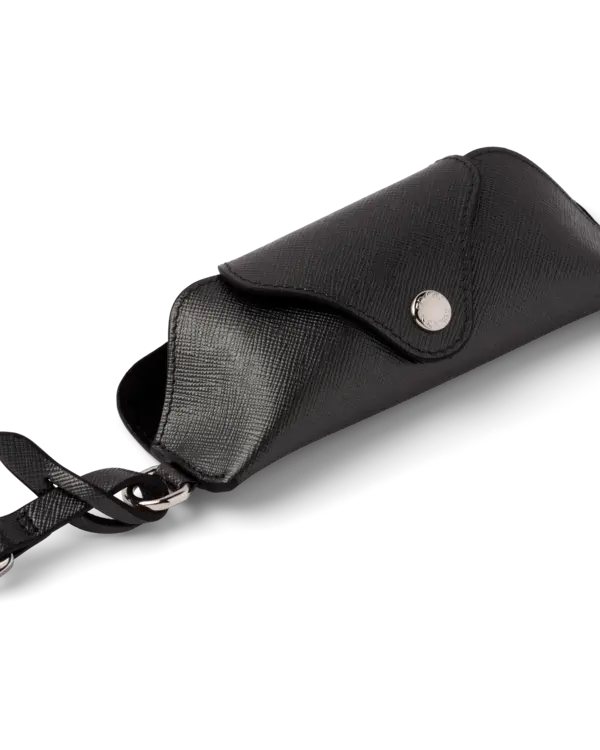 Prada Saffiano Leather Glasses Case - Black | Editorialist display picture 2