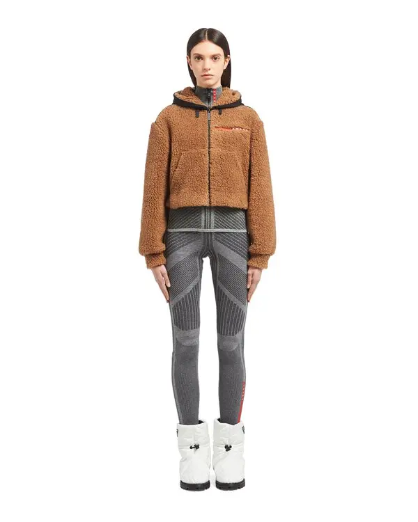 Prada Cropped Double Fleece Jacket - Brown | Editorialist