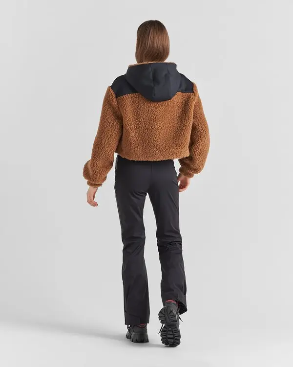 Prada Cropped Double Fleece Jacket - Camel/black