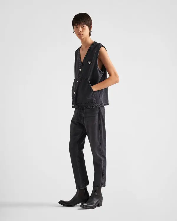 Prada Denim Vest - Black | Editorialist