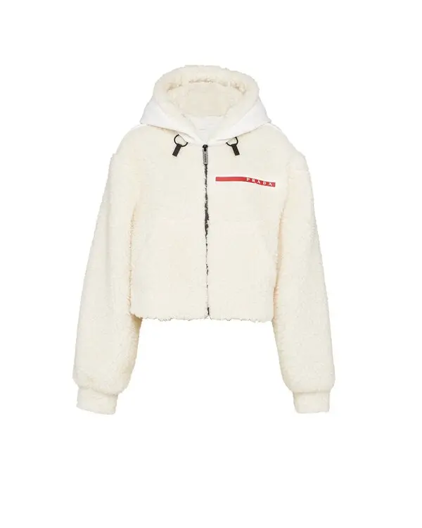 Prada Cropped Double Fleece Jacket - White